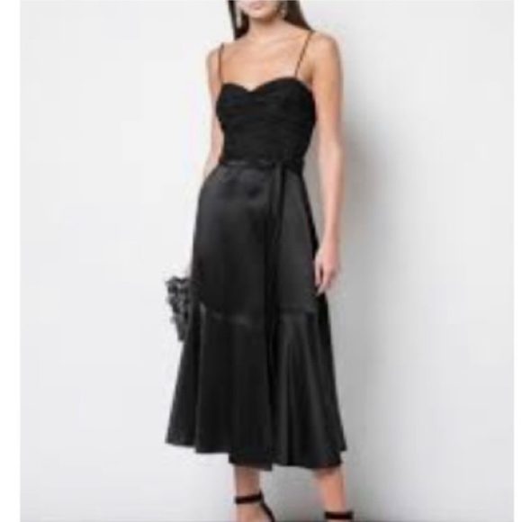 cinq a sept | Dresses | Cinq Sept Vienna Bow Silk Midi Dress Black ...